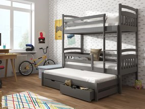Dětská postel 90 cm ANIE (s roštem a úl. prostorem) (grafit). 1013230