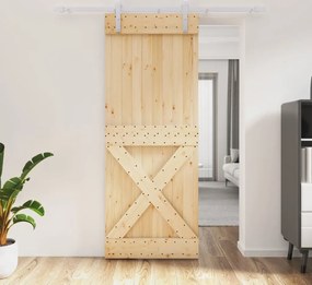 vidaXL Posuvné dveře s kováním 80 x 210 cm masivní borové dřevo [3203017]
