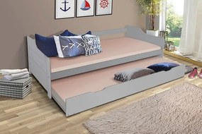 Dětská postel s výsuvnou přistýlkou z MASIVU 200x90 cm BABETA - šedá