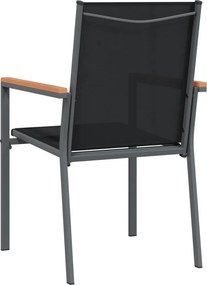 Zahradní židle 6 ks černé 55 x 61,5 x 90 cm textilen a ocel 3187086