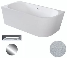 Besco Akrylátová volně stojící rohová vana Zoya Glam S 150x75 (170x80) bílá/stříbrná Rozměry (cm): 170x80, Typ a barva výpustě: Click-Clack s přepadem, chrom, Orientace: Levá