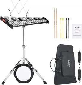 30 Note Glockenspiel xylofonový zvonek s paličkami, stojanem a cvičnou podložkou