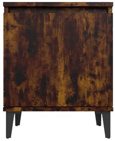 Noční stolek s kovovými nohami kouřový dub 40 x 30 x 50 cm - Default Title