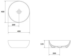 Cersanit Larga, kulaté umyvadlo na desku 40x40 cm, bílá lesklá, K677-001