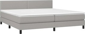 Box spring postel s matrací a LED světle šedá 200x200 cm textil 3133101
