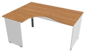 Stůl ergo pravý 160*120 cm - Hobis Gate GE 2005 P Dekor stolové desky: olše, Dekor lamino podnože: bílá, Barva nohy: černá