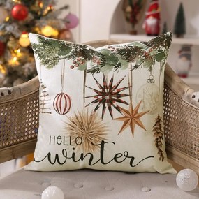 Vánoční povlak na polštář BOHO WINTER 45x45 cm, krémový