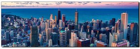 Obraz na plátně - Mrakodrapy v Chicagu- panoráma 5268A (120x45 cm)