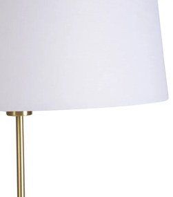 Stojací lampa zlatá / mosaz s plátěným odstínem bílá 45 cm - Parte