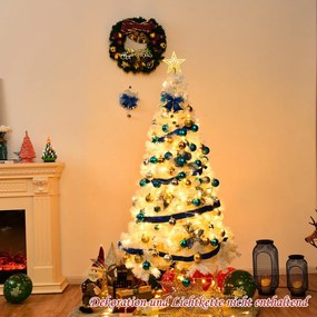 Costway Christmas Tree Umělý vánoční stromek s kovovým stojanem 150-240 – bílý