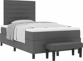 Postel s boxspringem s čelo Tmavě šedá 120 x 190 cm textil 3343975
