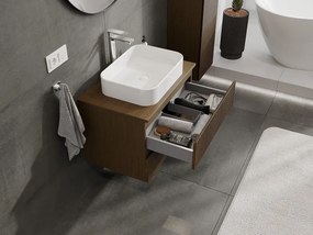 Mexen Rivel, koupelnová skříňka pod umyvadlo 70 cm, 2 zásuvky, drážkovaná, ořech, 91A20-07047-2-BFF86