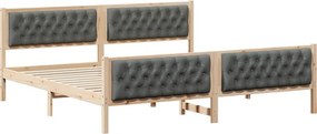 Rám postele s čelo Tmavě šedá 200 x 200 cm Masivní borové dřevo 3394269