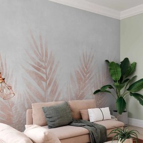 Fototapeta Růžové palmové listy - jemně malovaná exotika
