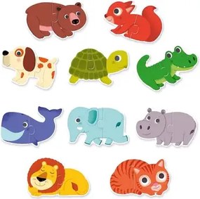 DJECO Puzzle Zvířátka / Skládačka / 10x2 dílky / velké dílky