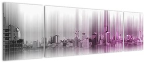 Obraz - Panorama města, růžovo-šedé (170x50 cm)