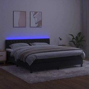 Box spring postel s matrací a LED černá 180x200 cm samet 3134599