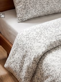 Sinsay - Bavlněné ložní povlečení s rostlinným motivem - šedá