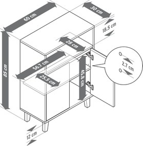 Tchibo - Odkládací skříňka se 2 dvířky a otevřeným prostorem - barva: bílá