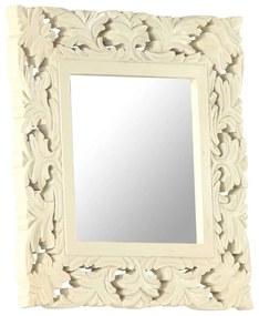 vidaXL Ručně vyřezávané zrcadlo bílé 50 x 50 cm masivní mangovník