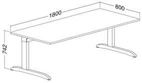 Stůl ProOffice C 180 x 80 cm, buk