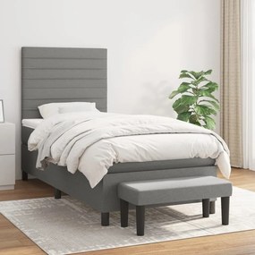 vidaXL Box spring postel s matrací 100 x 200 cm textil [3136654] Barva: Tmavě šedá