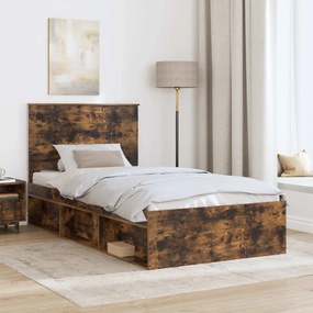 Rám postele Kouřový dub 100 x 200 cm Masivní borové dřevo 3411050