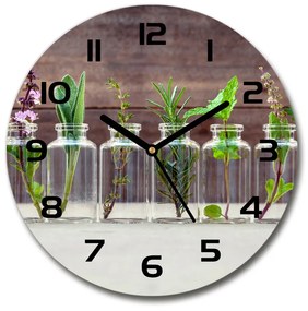 Wallmuralia Skleněné hodiny kulaté Rostliny ve sklenicích fi 30 cm