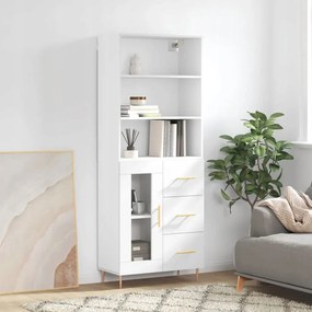 Fionshop 263888457 Skříň highboard bílá 69,5 x 34 x 180 cm kompozitní dře