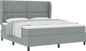 Postel s boxspringem s čelo Světle šedá 180 x 200 cm textil 3340641