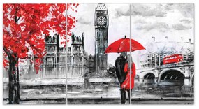 Malvis ® Obraz londýnská procházka červená Velikost (šířka x výška): třídílný obdélník - 150x100 cm