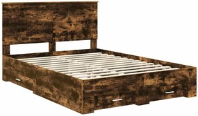 Rám postele s čelo Kouřový dub 140 x 190 cm Kompozitní dřevo 3411309