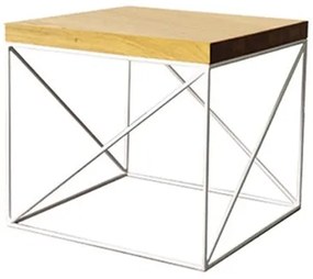 Drewmax Konferenční stůl ST376 Š55, šířka desky: 4cm, masiv tmavý dub   bílá matná