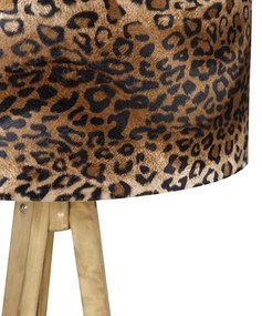 Venkovský stativ vintage dřevo s leopardím krytem 50 cm - Tripod Classic