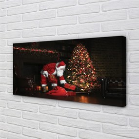 Obrazy na plátně Ozdoby na vánoční stromeček dárky Claus 120x60 cm