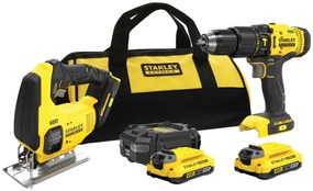 Stanley - 18V AKU sada příklepové vrtačky a přímočaré pily, 2x aku 2,0 Ah Li-Ion, nabíječka SFMCK212D2S-QW