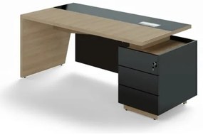 Kancelářský psací stůl TRIVEX s kontejnerem - 200x90 cm - dub pískový/černá - pravý - 3D5305