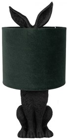 Černá stolní lampa králík s tmavě zeleným stínidlem Rabbi - Ø 20*43 cm