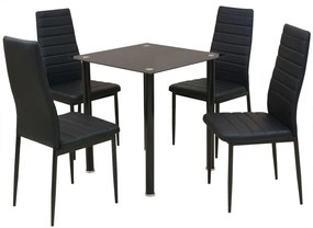 242933 vidaXL Pětidílný jídelní set stolu a židlí černý