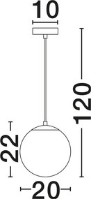 Bílé/ve zlaté barvě skleněné závěsné svítidlo ø 20 cm Vita – Nova Luce