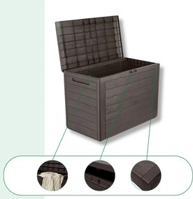 Úložný box WOODEBOX, 190L, 78x44x55cm, tmavě hnědá Prosperplast
