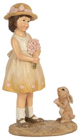 Dekorace děvčátko s kytičkou a králíčkem - 9*6*15 cm