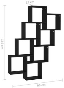 Petromila Nástěnná čtvercová police černá 90x15x119 cm kompozitní dřevo