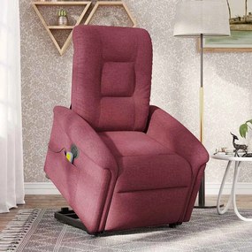 Elektrické zvedací masážní polohovací křeslo vínové textil 3303287