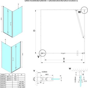Gelco Gelco, LORO Sprchové dveře skládací 900 mm, čiré sklo, GN4590