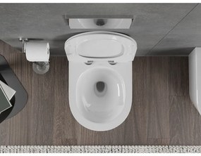 Mexen Rico, závěsná WC mísa 490x360x370 mm, Rimless Tornádo + WC sedátko z duroplastu, bílá lesklá, 30720100T