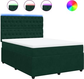 Box spring postel s matrací tmavě zelená 140x190 cm samet 3294643
