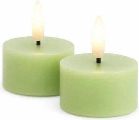 Sada LED čajové svíčky na baterie Sille Tealight, Ø 6 × 3,4 cm, jarní zelená, z pravého vosku, balení 2 ks