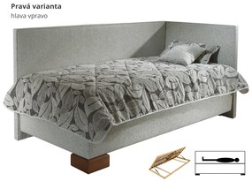 NEW DESIGN postele Zvýšená čalouněná postel QUATRO s čely a úložným prostorem, 80×200 cm Velikost postele: 80 × 200 cm, Strana: Levá