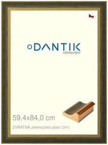 DANTIK rámeček 59,4x84 | ZVRATNÁ zelenozlatá plast (Plexi Čiré)